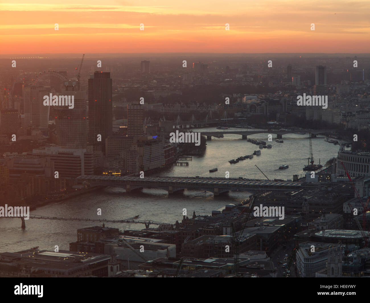 London: the sun sets in the west over some of London's most famous ...
