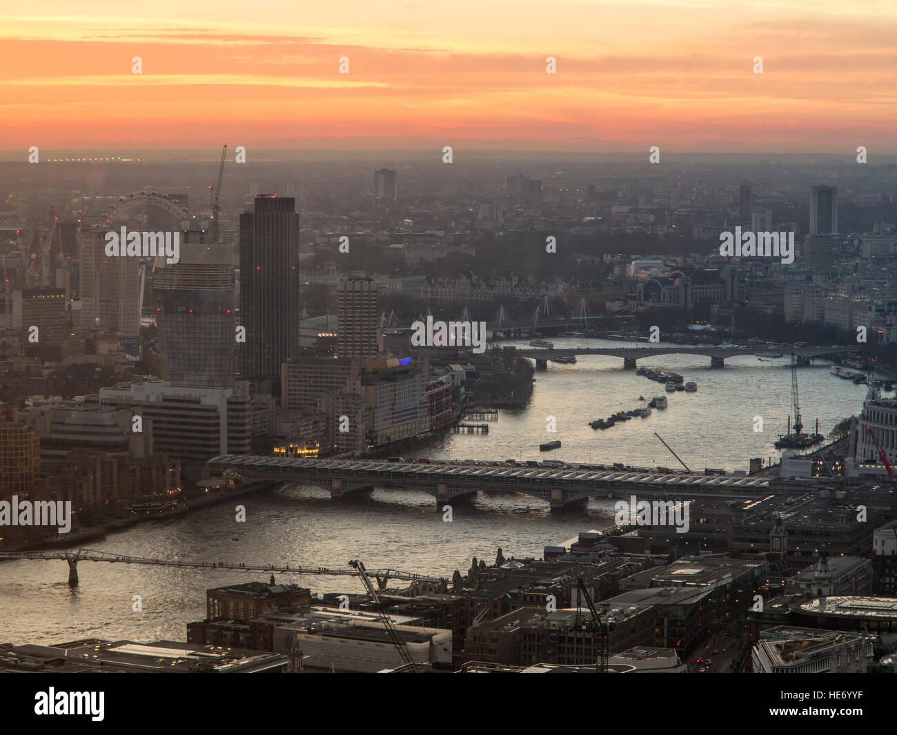 London: the sun sets in the west over some of London's most famous ...