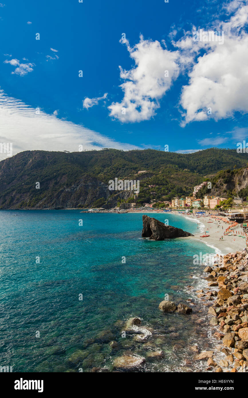 View at the beach in Monterosso al mare at Cinque Terre, Italy Stock ...