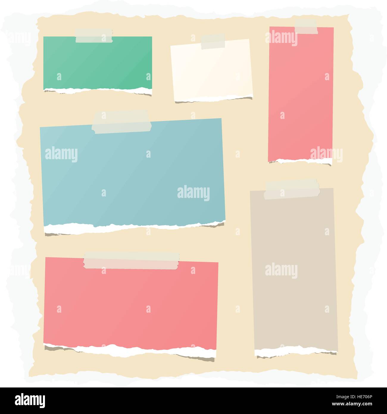 Pieces Of Different Size Colorful Note, Notebook, Copybook Sheets Stuck