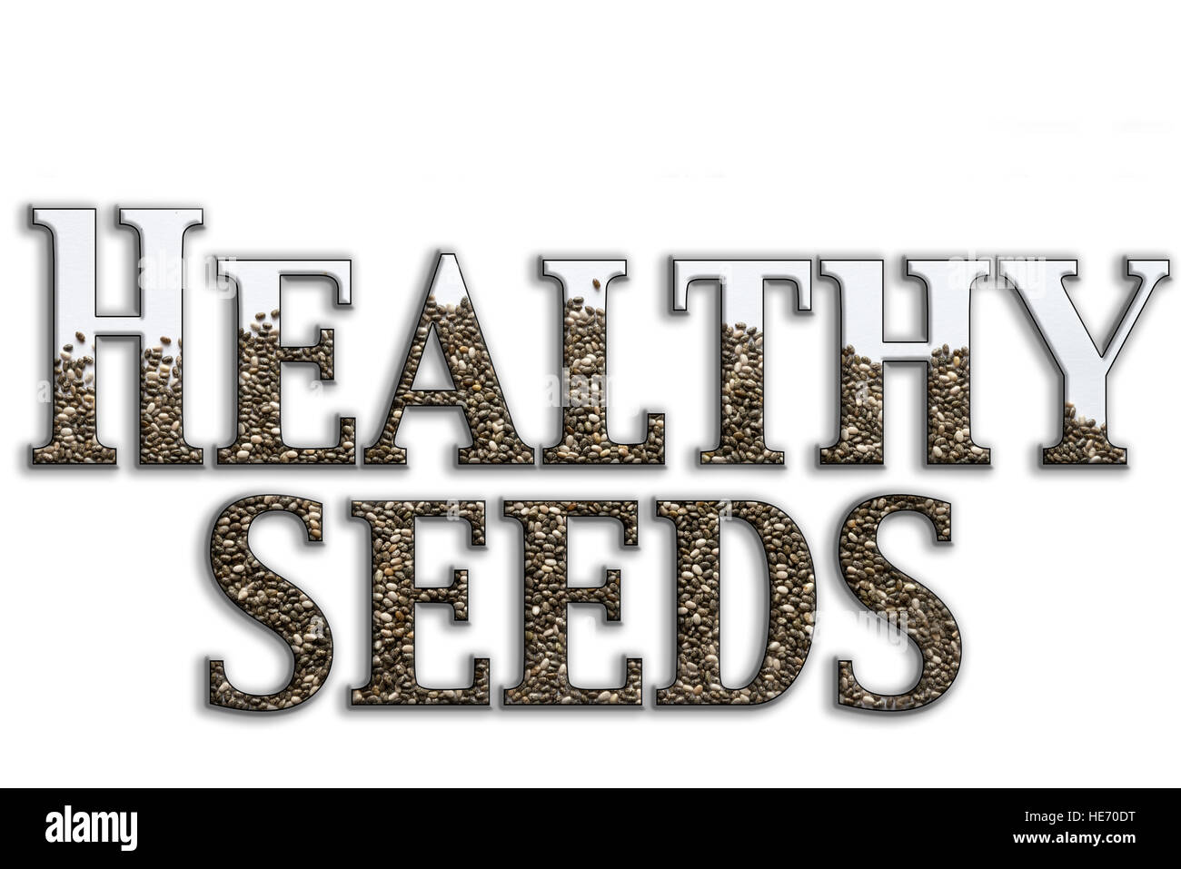 seeds spelling in letters the words HEALTHY SEEDS on white background ...