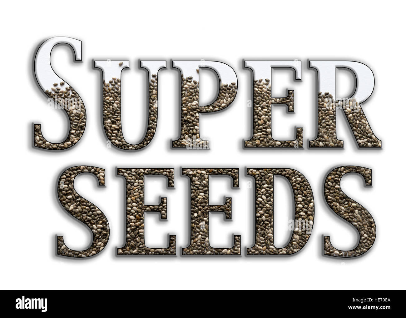 seeds spelling in letters the words SUPER SEEDS on white background for ...