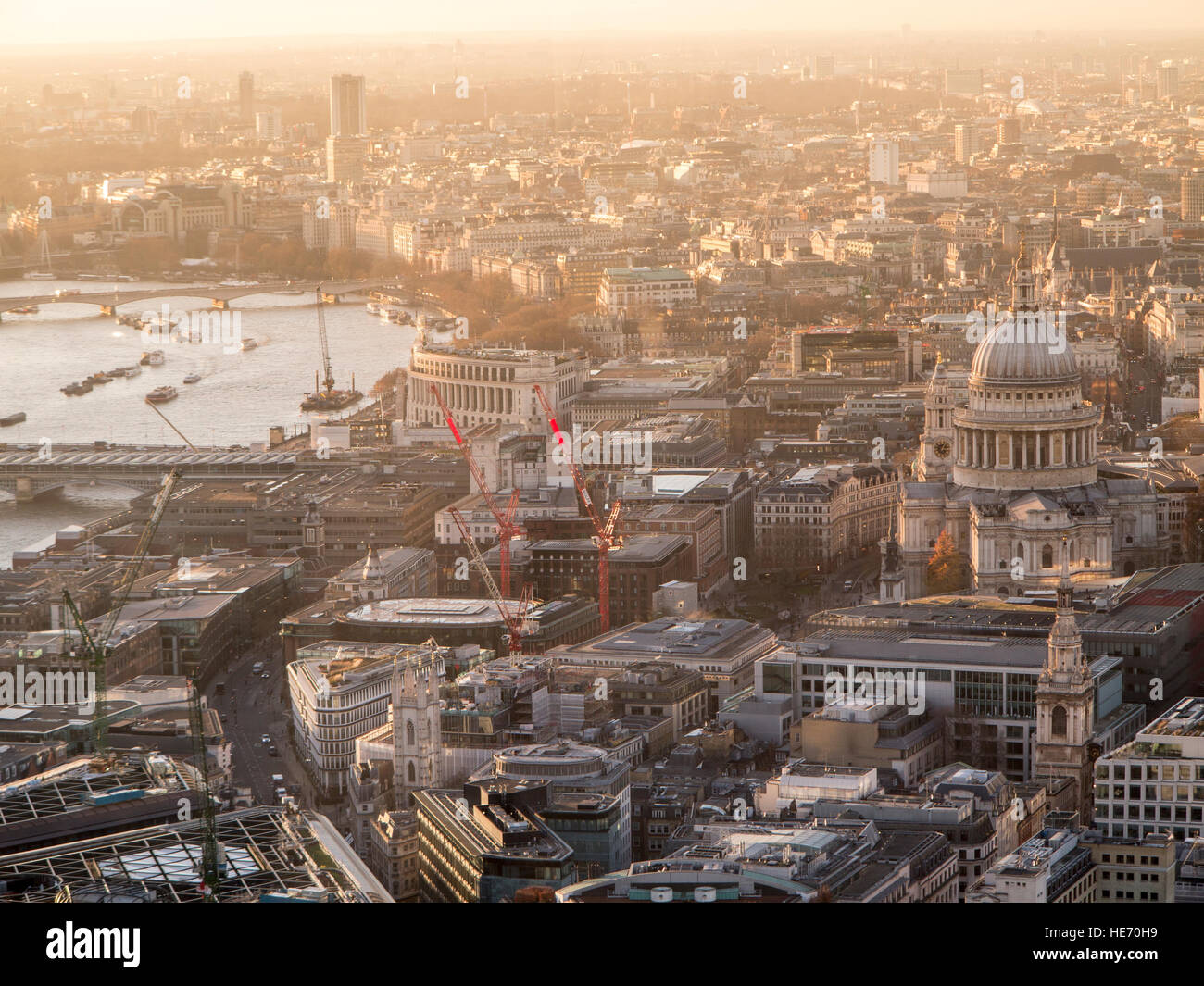 London: the sun sets in the west over some of London's most famous ...