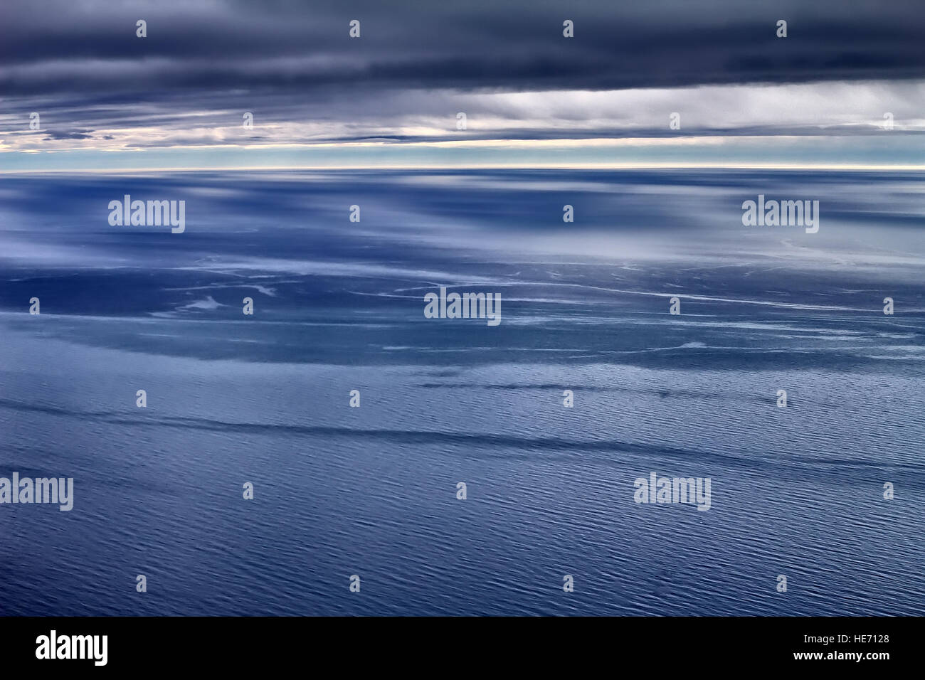 Global warming. Arctic ocean from height of bird flight - free of ice ...
