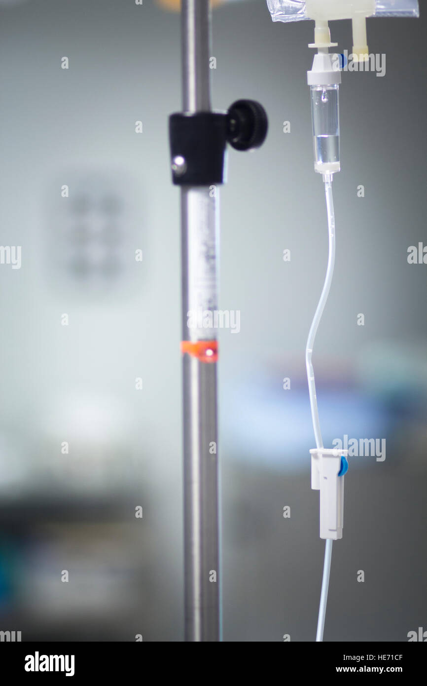 Medical intravenous IV drip in hospital used to replace liquids in ...