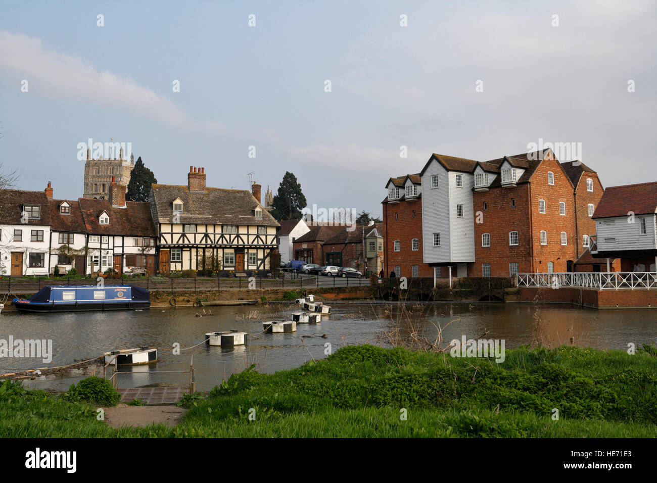 Riverside Cottages And The Abbey Mill River Avon Tewkesbury England