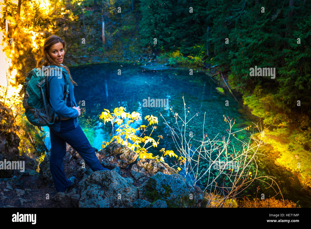 Tamolitch Blue Pool McKenzie River Oregon Cascade Mountain Range Stock ...