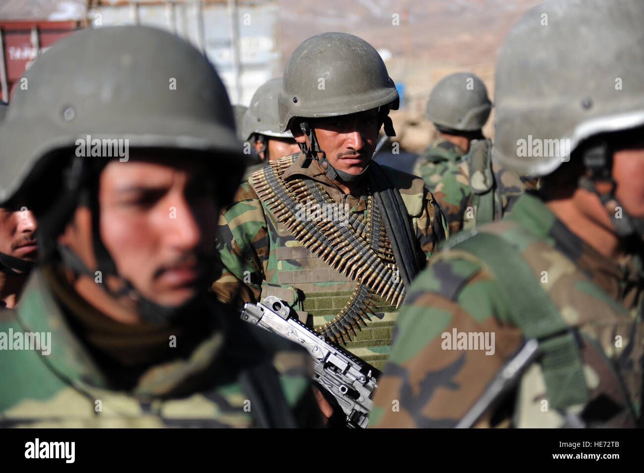 Afghan National Army (ANA) commandos listen to Lt. Gen. William B ...