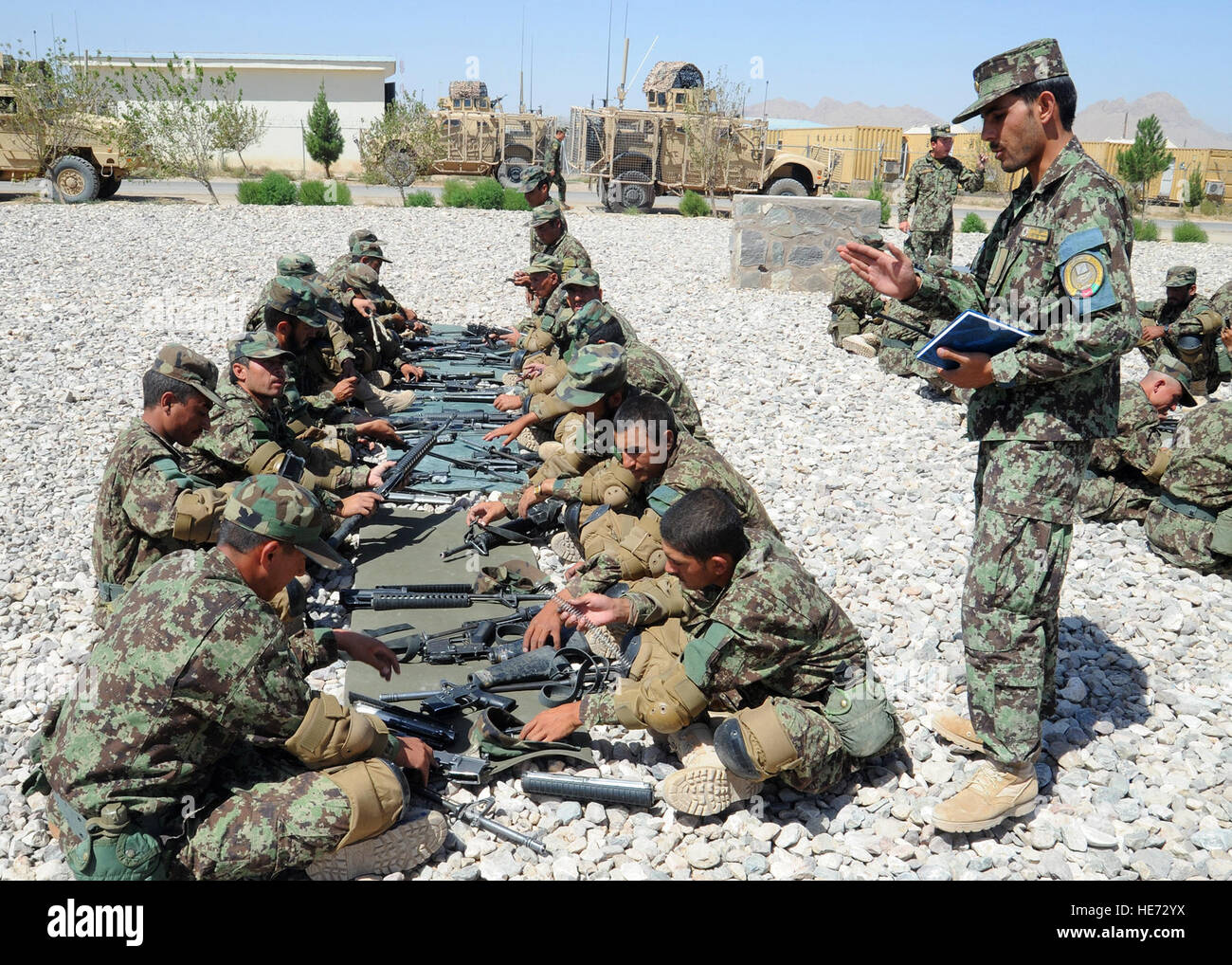 An Afghan National Army Regional Basic Warrior Training instructor ...