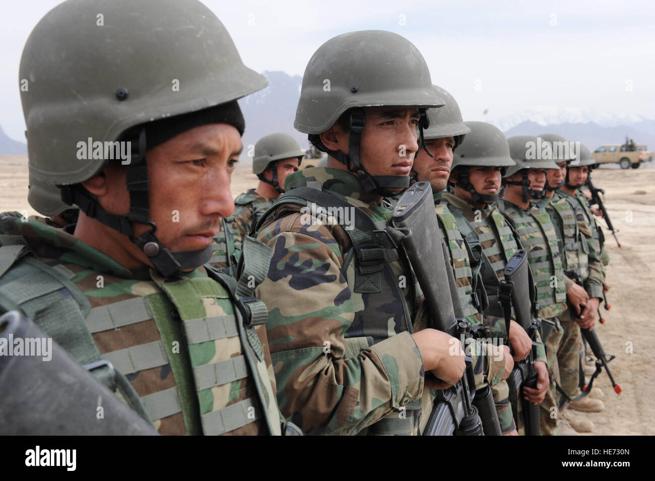 Kabul, Afghanistan -- Afghan National Army (ANA) soldiers wait in ...
