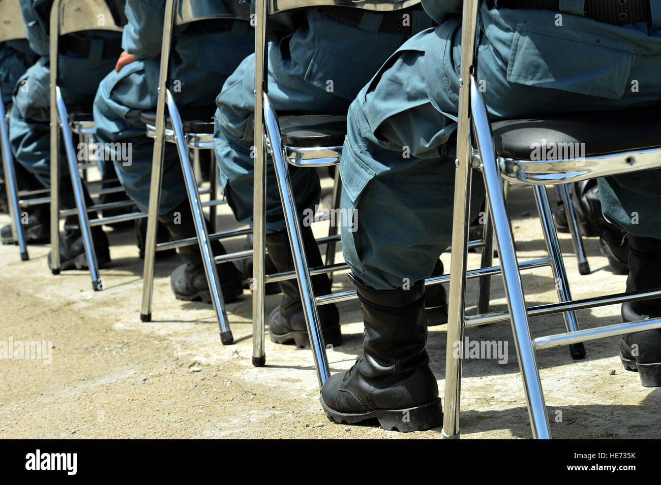 Afghan National Police trainees proudly wear their new uniforms during ...