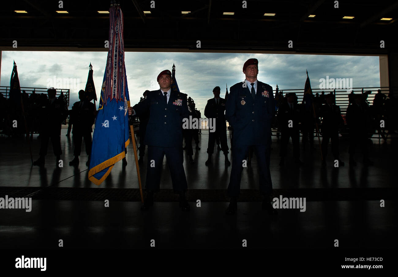 U.S. Air Force members from the 720th Special Tactics Group stand at ...