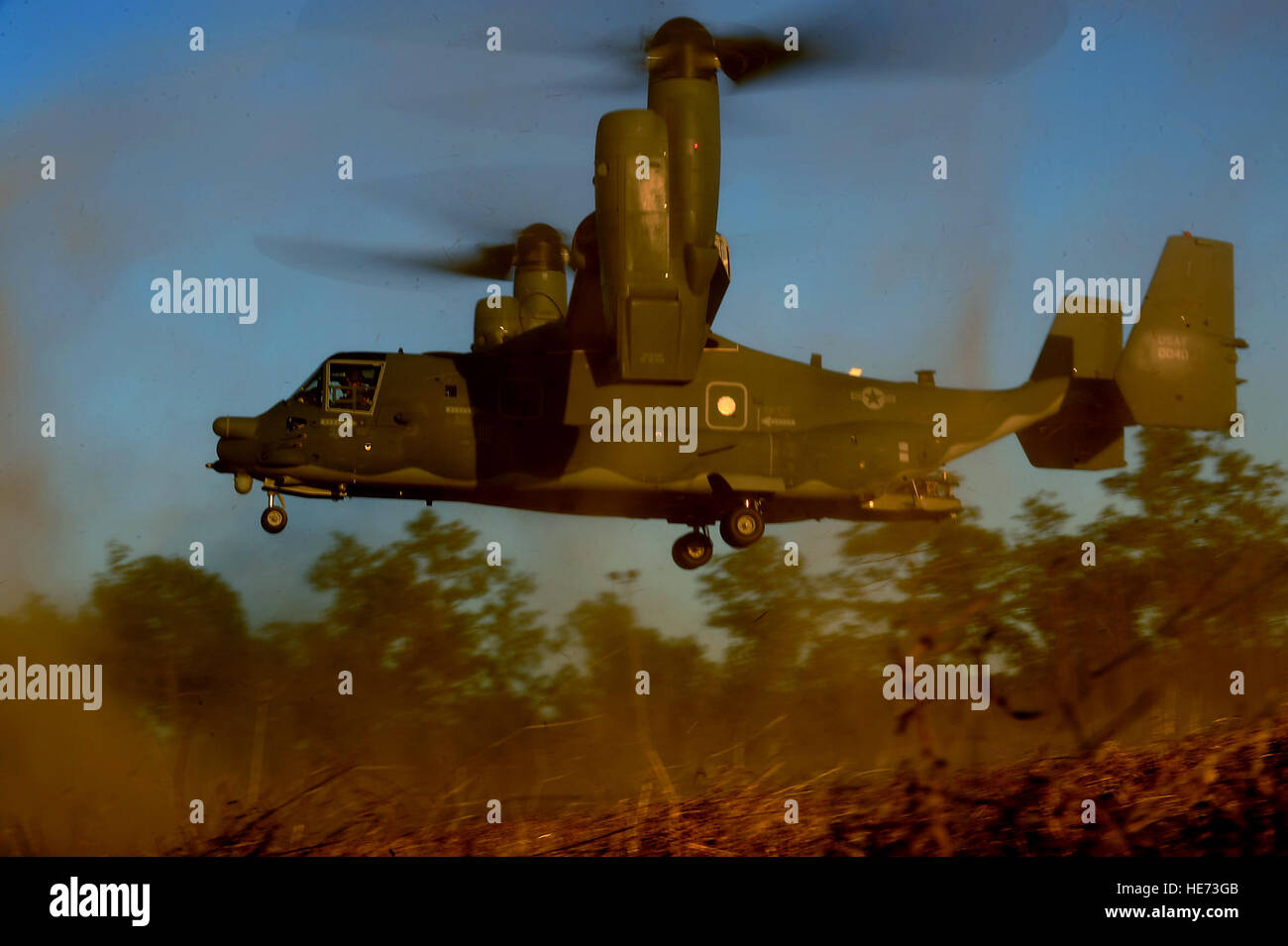 CV-22 Osprey aircraft from the 8th Special Operations Squadron conduct ...