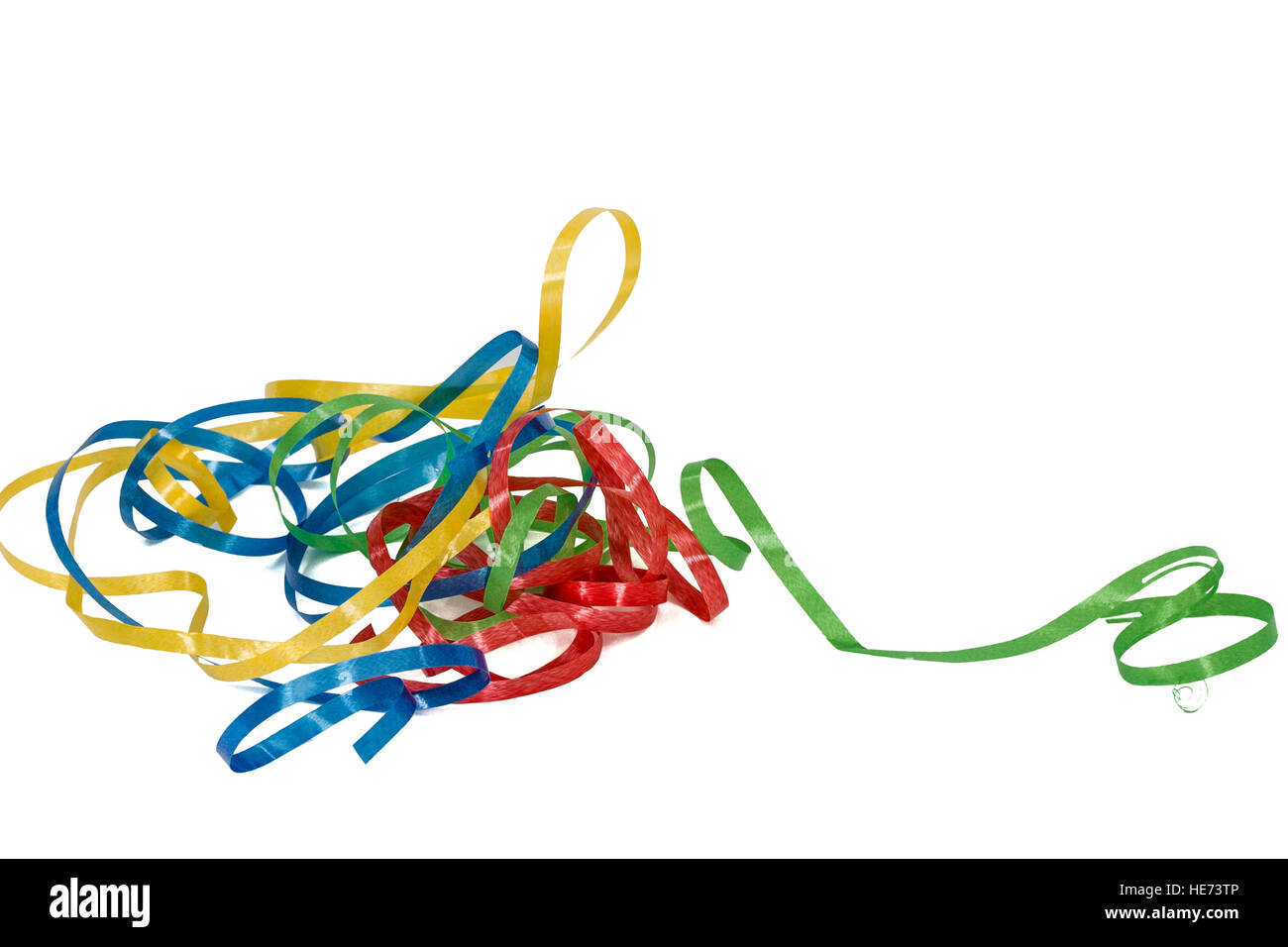 Multicolored streamer, isolated on white background Stock Photo - Alamy