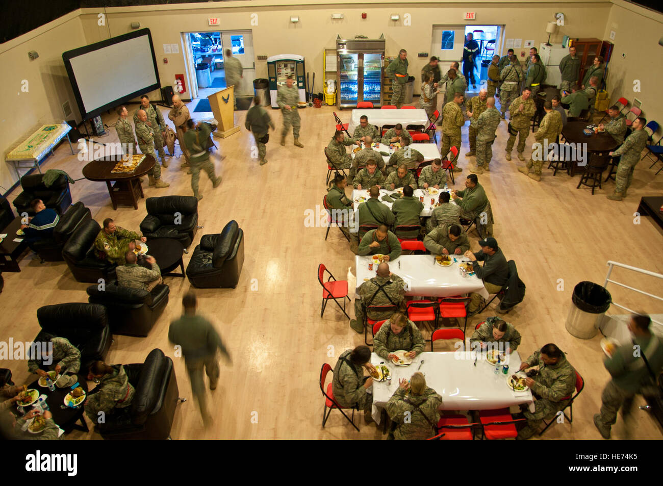 Airmen from the 451st Air Expeditionary Wing eat during Brig. Gen ...