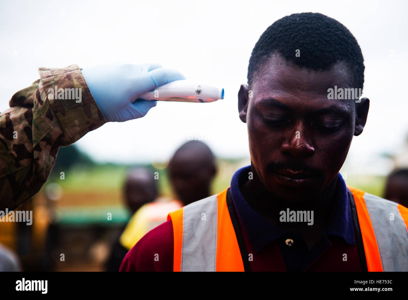 A U.S. Air Force Airmen part of the Joint Task Force-Port Opening team ...