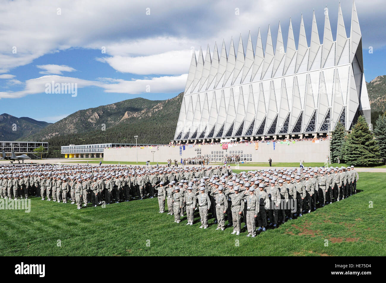 More than 1,300 basic cadets salute June 26 during their first reveille ...