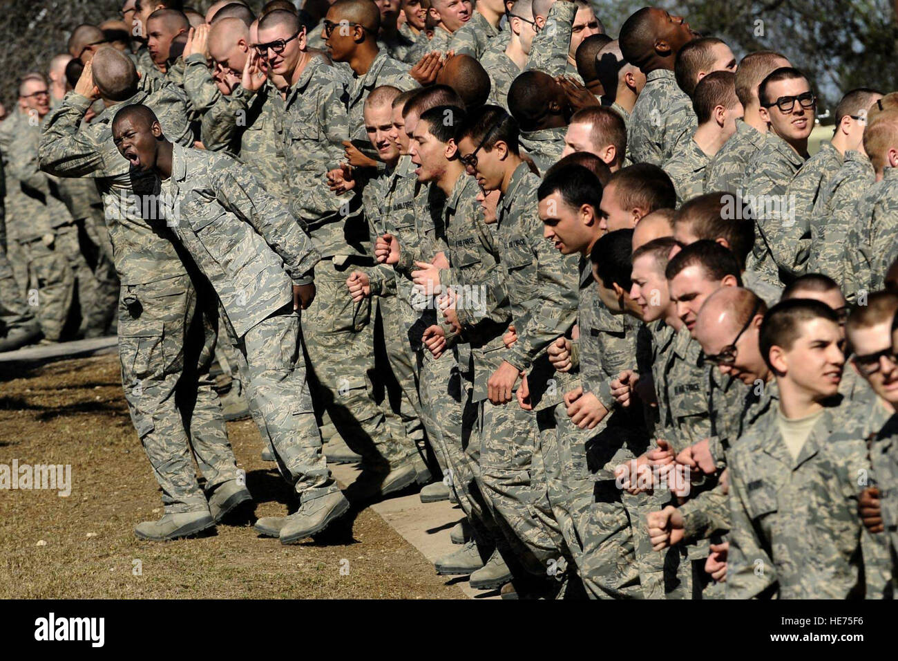 Basic trainees rally themselves with motivational chants while waiting ...