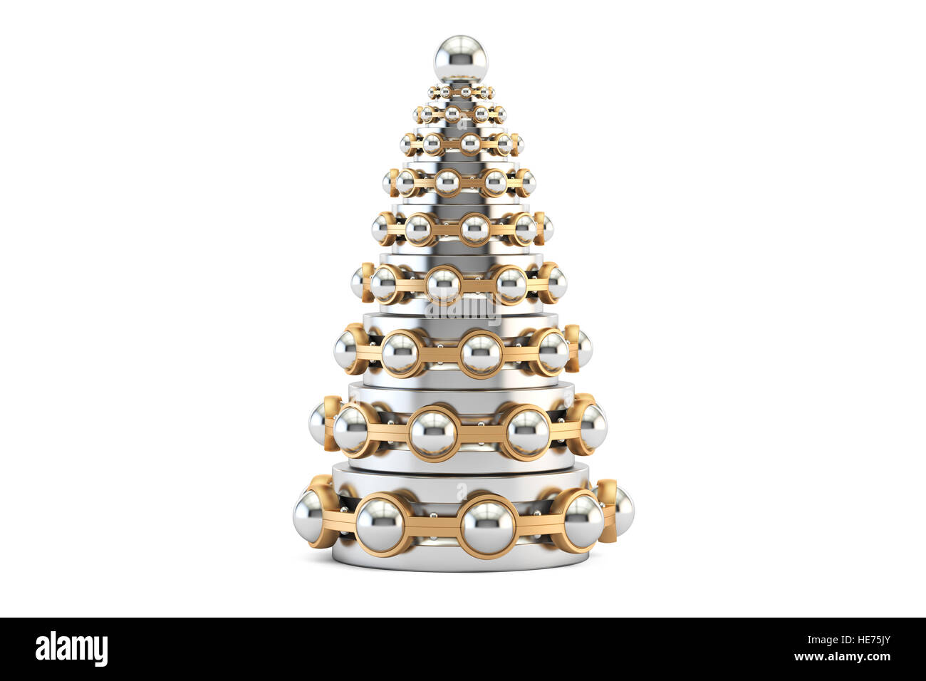 Abstract metallic Christmas Tree from bearings, 3D rendering isolated ...