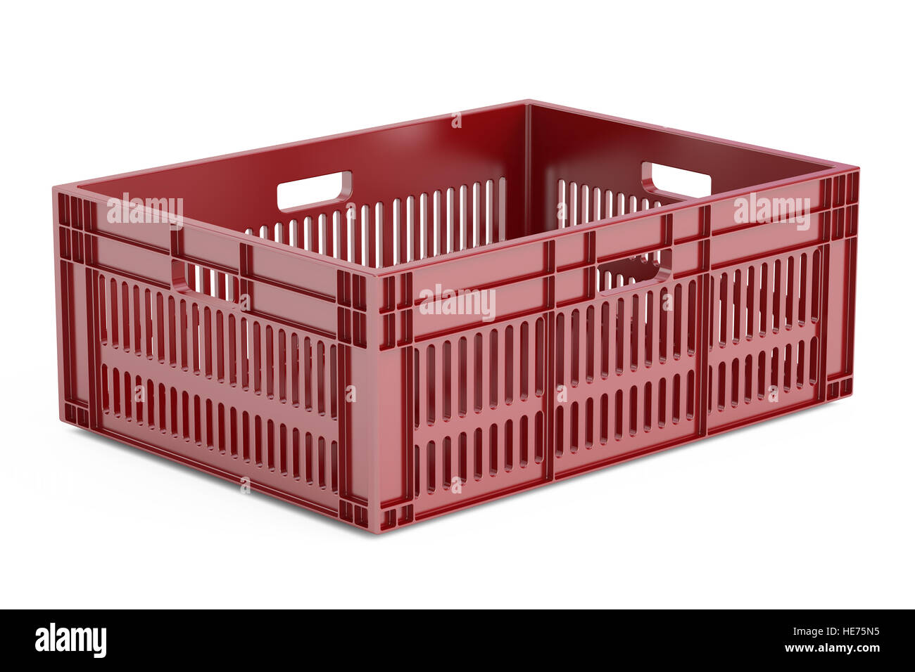 one plastic crate, 3D rendering isolated on white background Stock ...