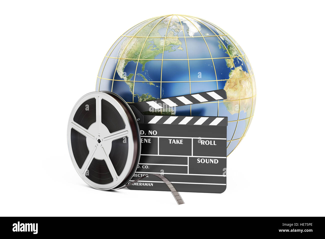world cinema concept, 3D rendering isolated on white background Stock ...