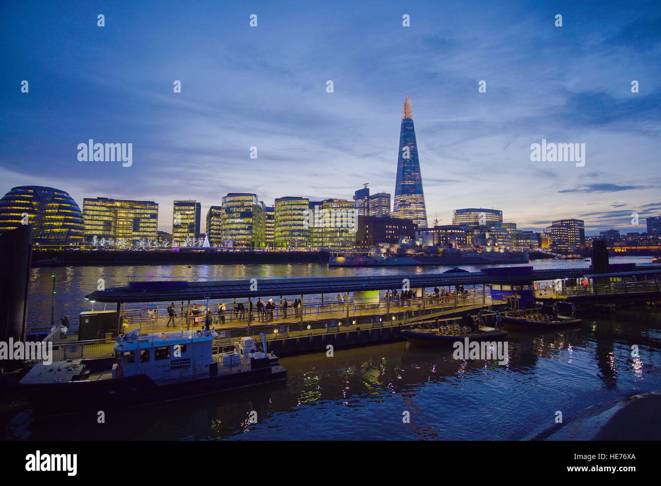 More London Riverside skyline the Shard and Tower Millennium Pier at ...