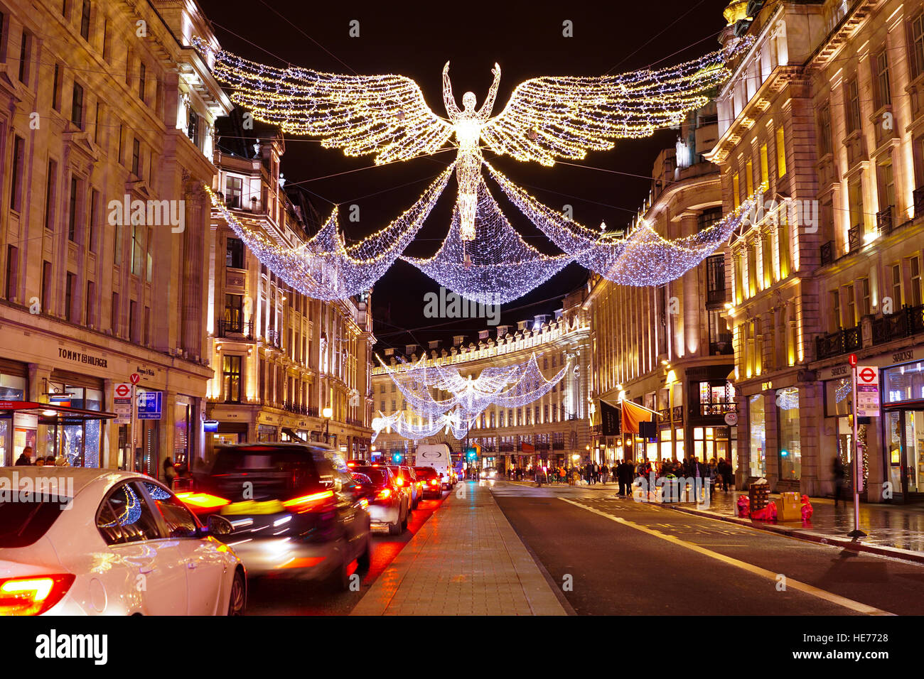 The beautiful angels at Regent Street at Christmas Time in London Stock ...