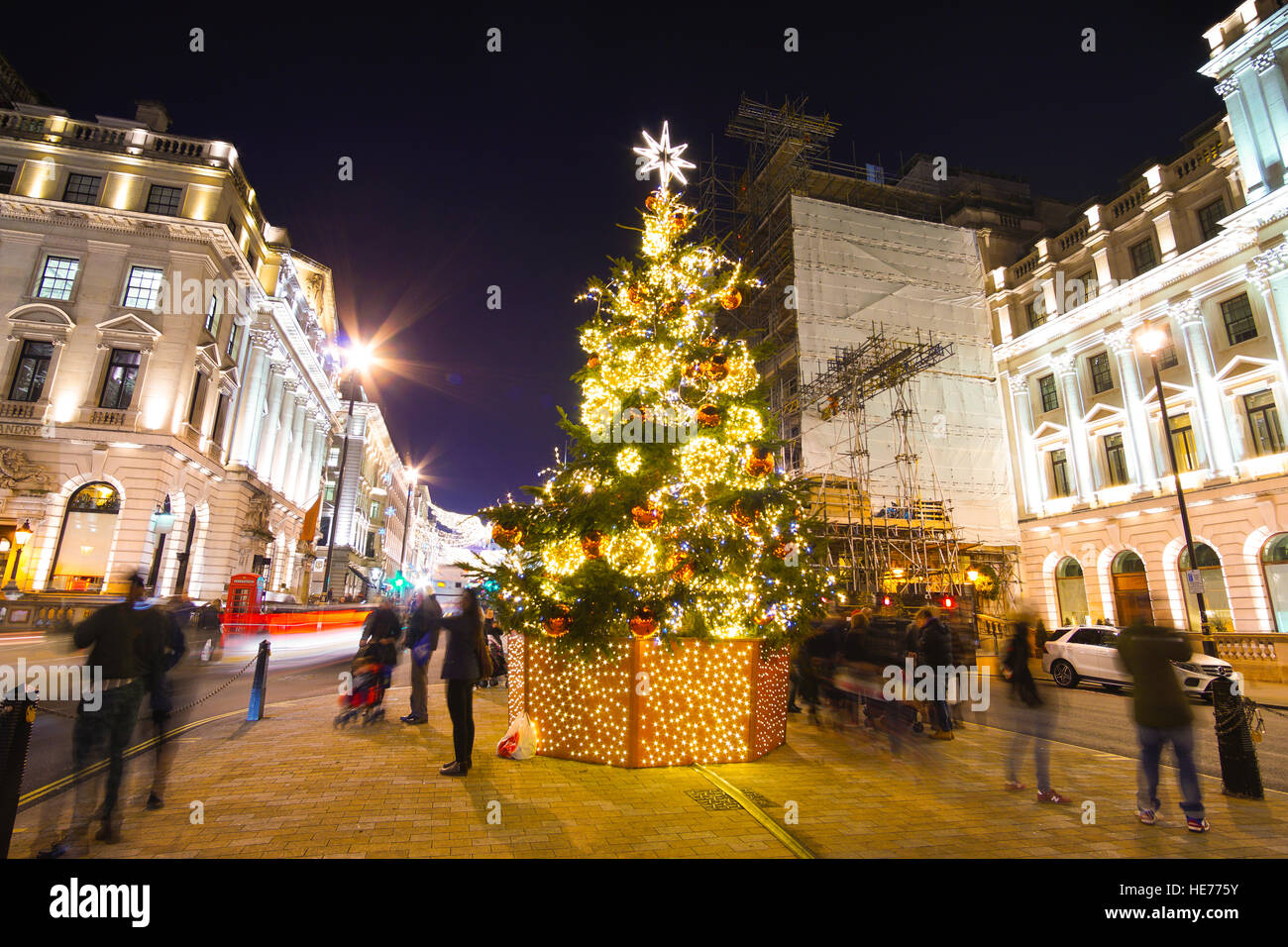 Wonderful Christmas Tree in London at Waterloo Place Stock Photo - Alamy