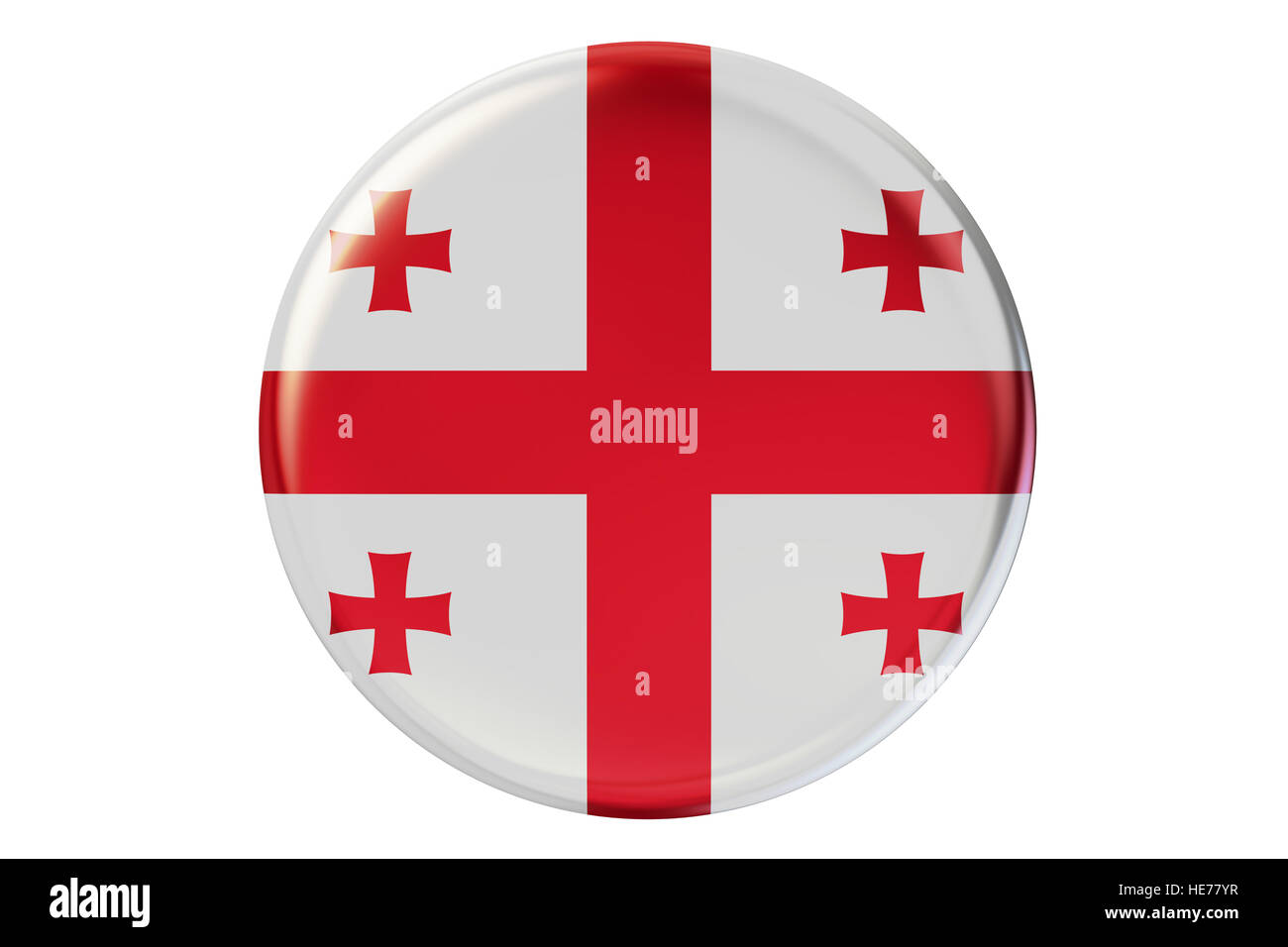 Badge with flag of Georgia, 3D rendering isolated on white background ...