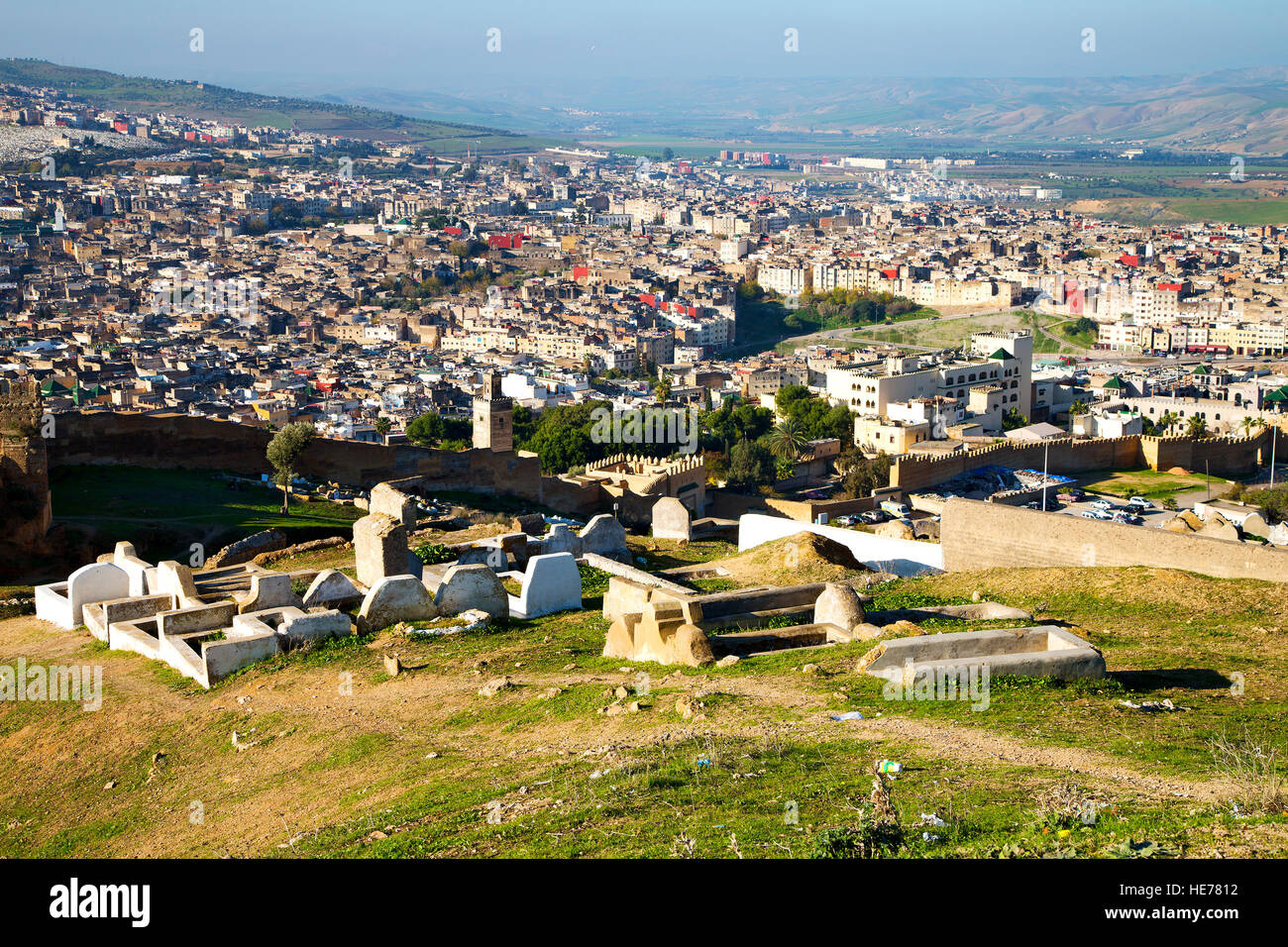 from high in the village morocco africa field and constructions Stock ...