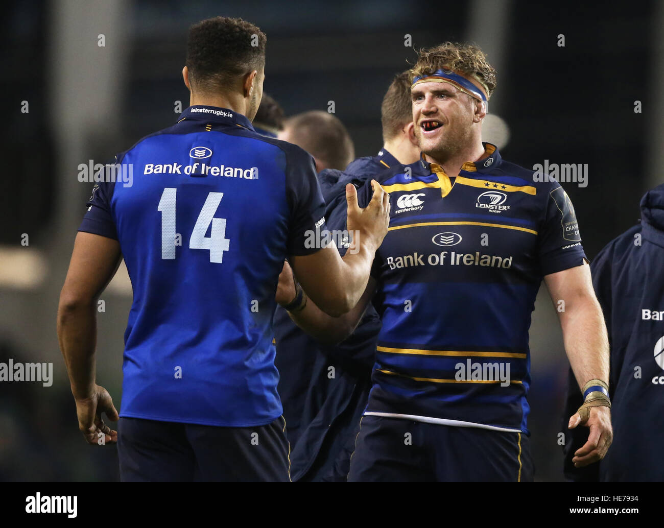 Leinster's Adam Byrne and Jamie Heaslip celebrate beating Northampton ...