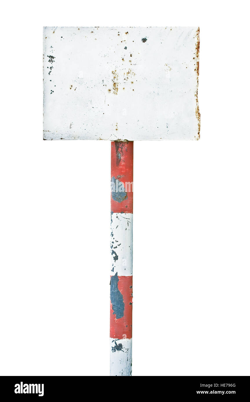 Rusty rusted metal sign board signage, old aged weathered white ...