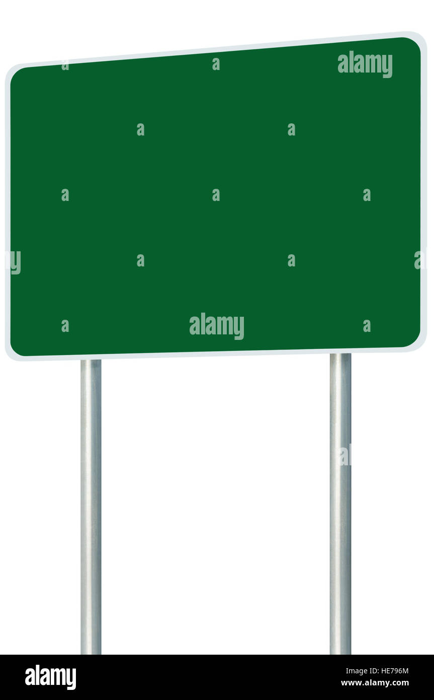 Blank Green Signboard Road Sign Isolated, Large Perspective Copy Space ...