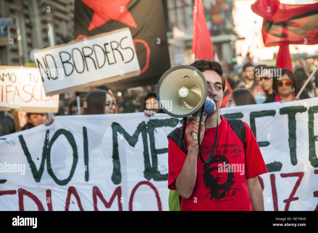 Rome, Italy. 17th Dec, 2016. "We protect the people, not the borders ...