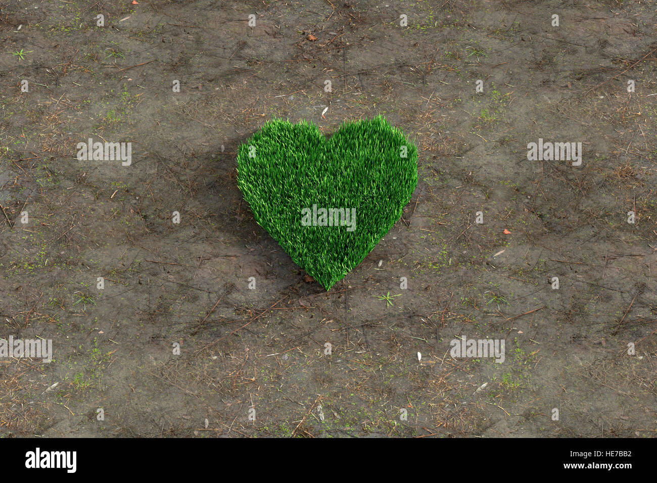 cluster of grass in the shape of a heart, 3d rendering Stock Photo - Alamy