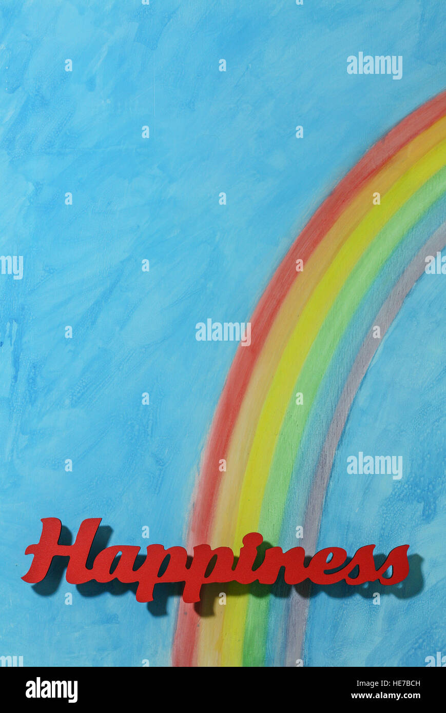 Red letters spelling the word happiness to illustrate the concept of ...