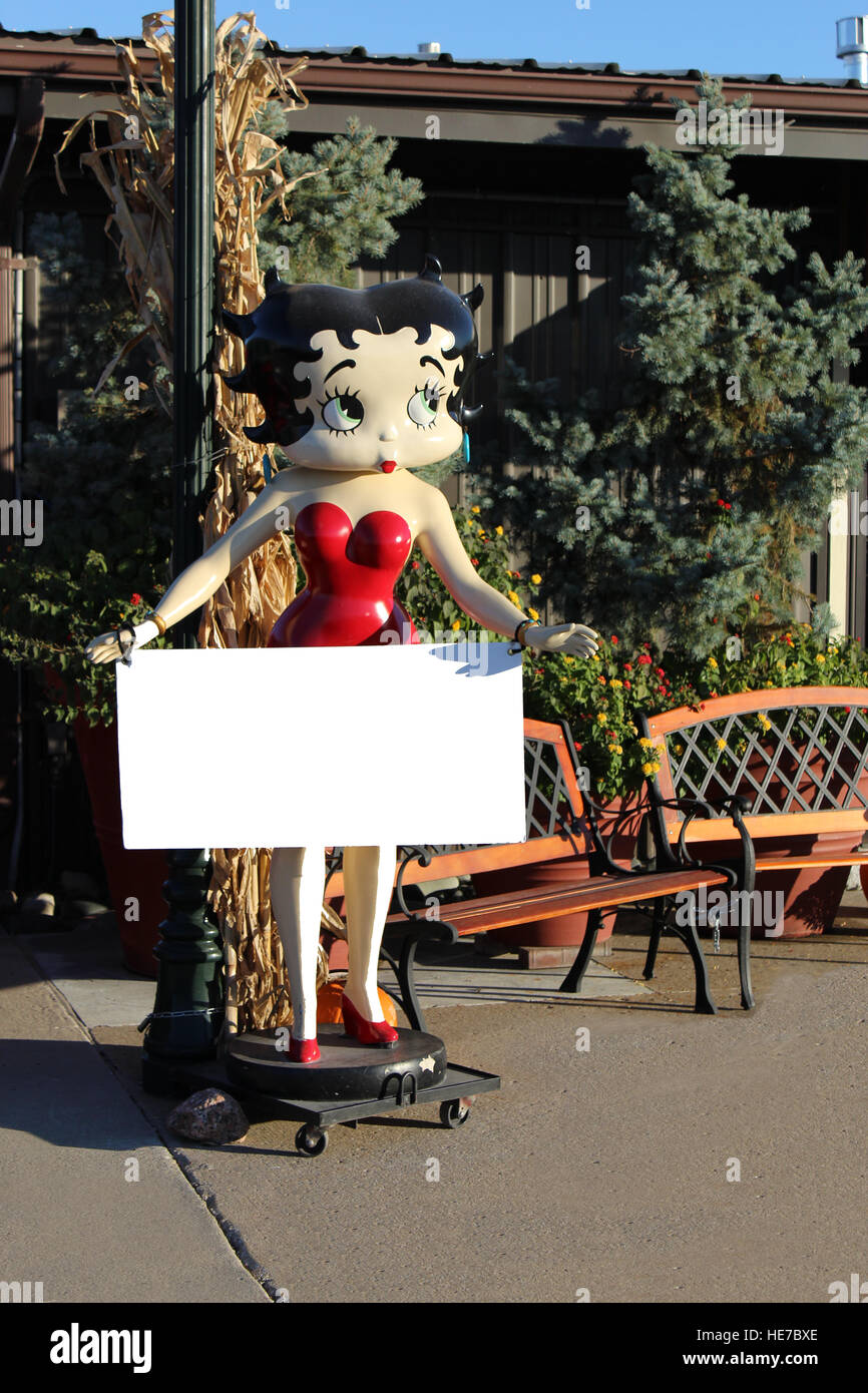 Betty Boop holding a customizable sign Stock Photo - Alamy
