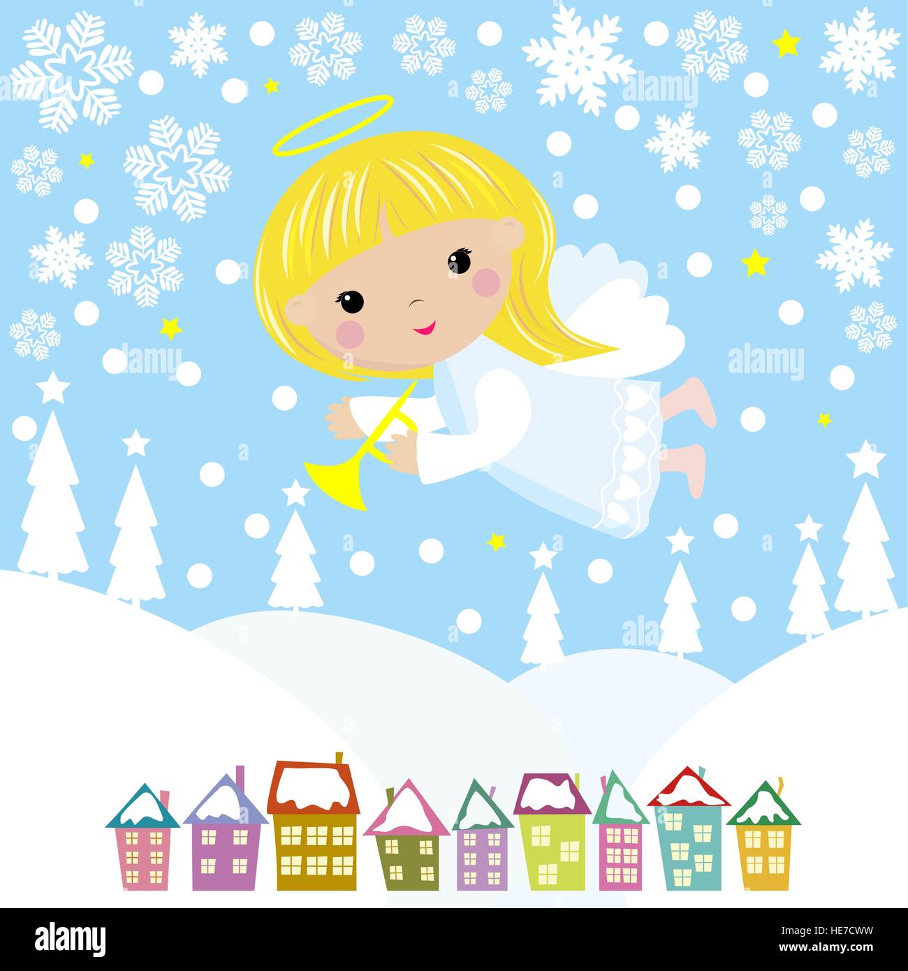 Christmas angel cartoon hi-res stock photography and images - Alamy