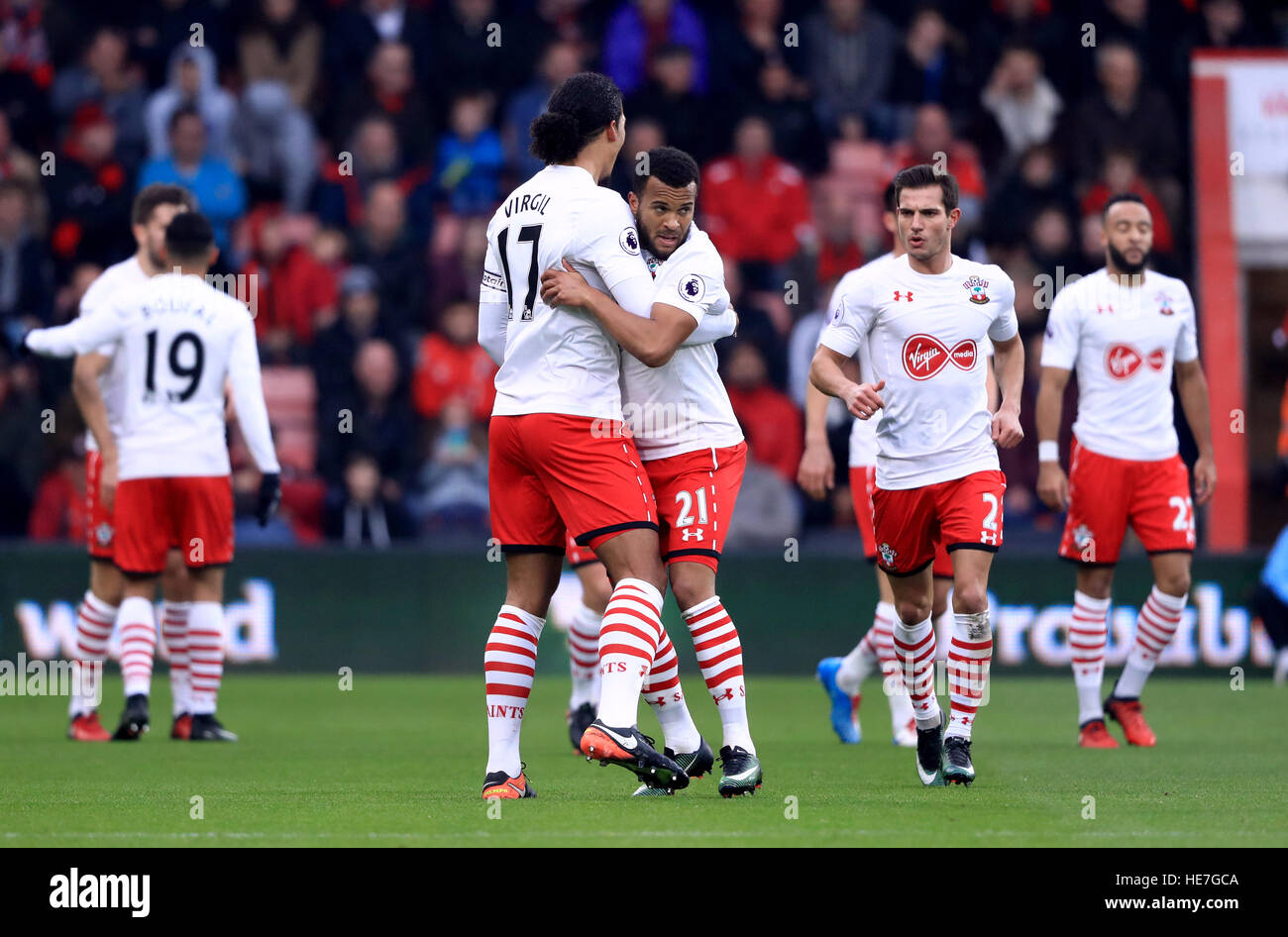 Southampton's Ryan Bertrand (no.21) celebrates scoring his side's first ...
