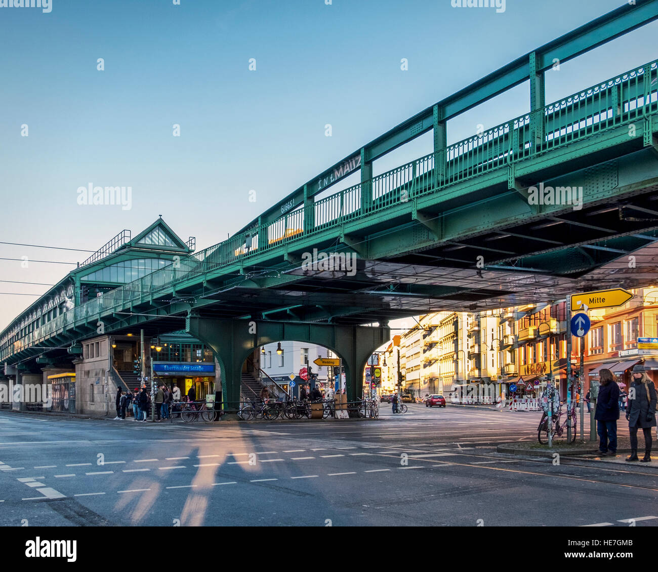 U Eberswalder Straße U-Bahn railway station U2 line. Historic elevated ...