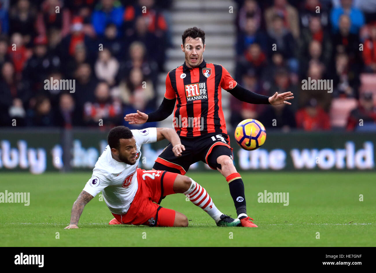 AFC Bournemouth's Adam Smith and Southampton's Ryan Bertrand (left ...