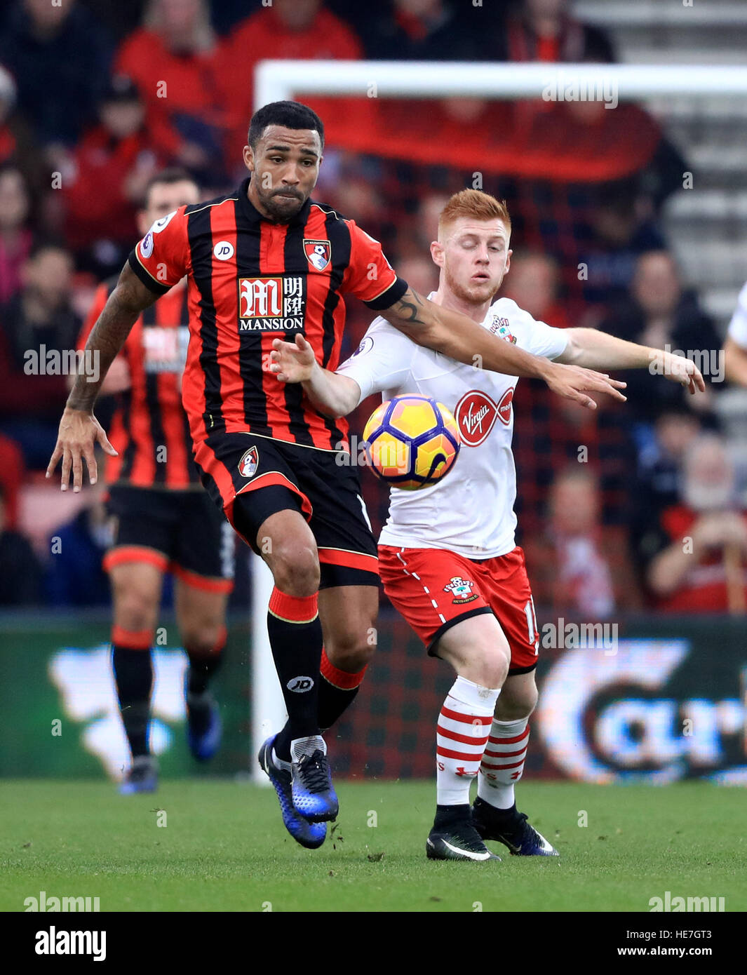 AFC Bournemouth's Callum Wilson (left) and Southampton's Harrison Reed ...