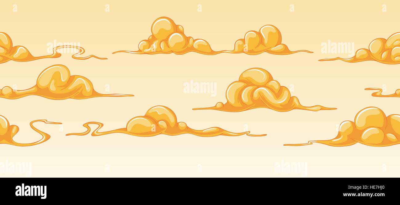 Orange sunset cartoon clouds, continuous background Stock Vector Image ...