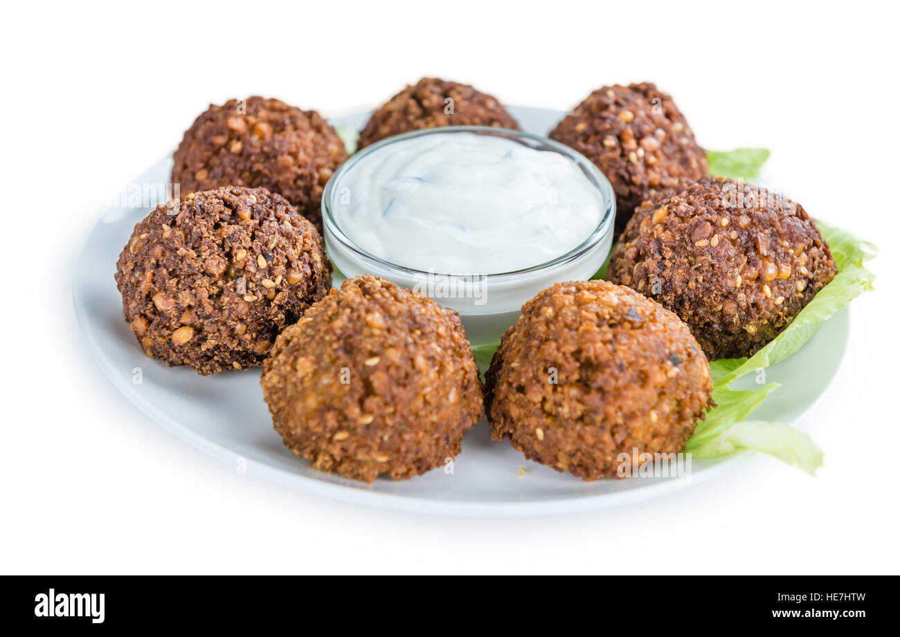 Falafel (close-up shot; selective focus) isolated on white background ...