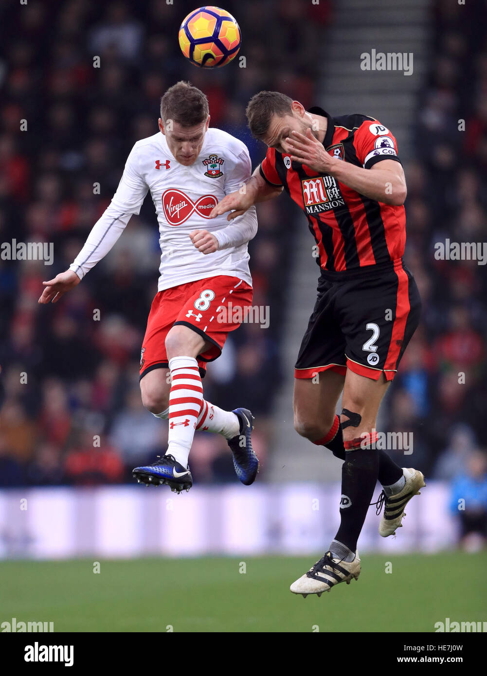 Southampton's Steven Davis (left) and AFC Bournemouth's Simon Francis ...