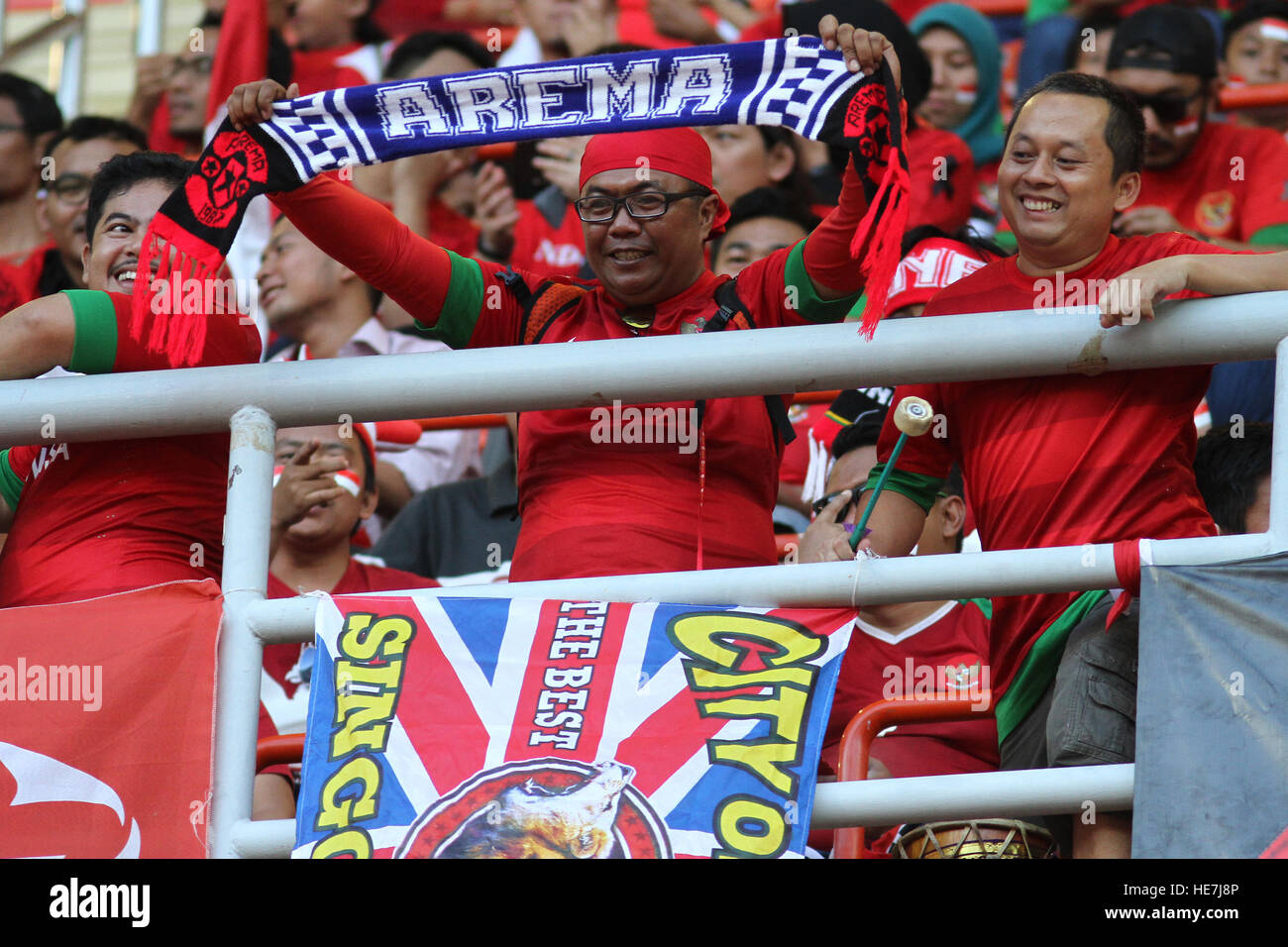 Thailand. 17th Dec, 2016. Indonesia team fans cheer during the AFF ...