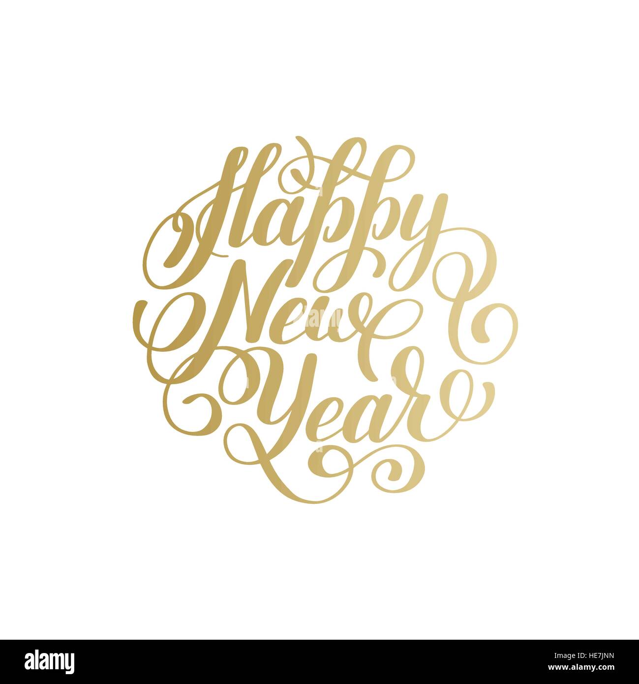 Happy New Year hand lettering congratulate gold inscription logo Stock ...