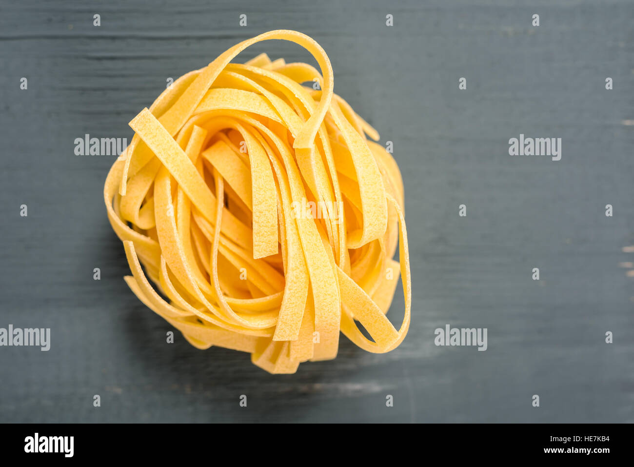 Italian Tagliatelle Pasta On Wood Table Stock Photo - Alamy