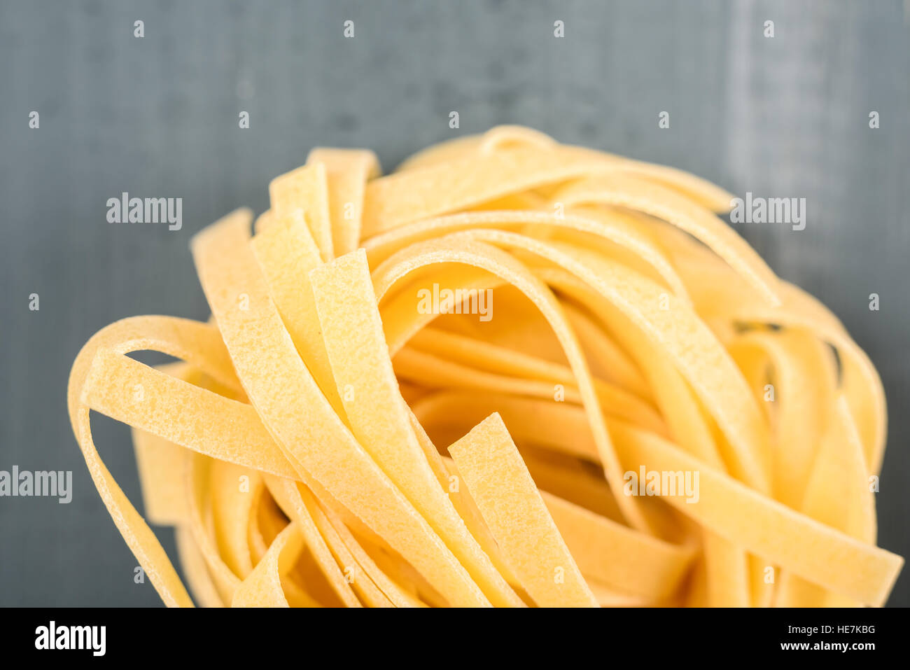 Italian Tagliatelle Pasta On Wood Table Stock Photo - Alamy