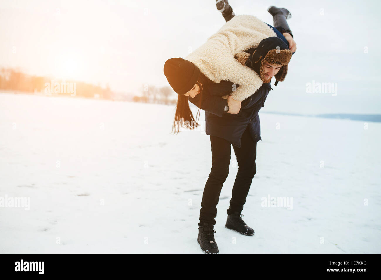 girl on the back of a Man Stock Photo - Alamy